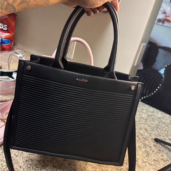 Aldo | Bags | Aldo Black Satchel Bag With Textured Design | Poshmark